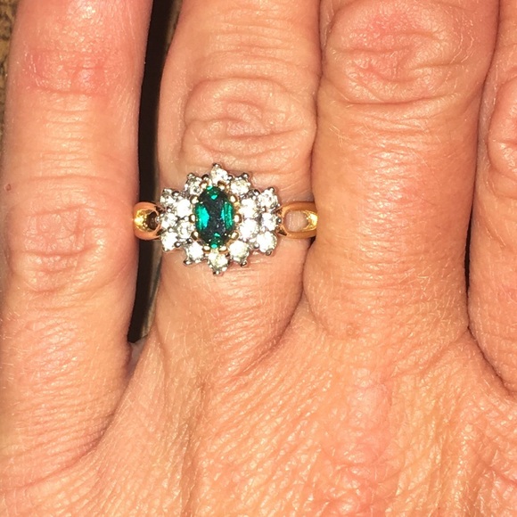 Jewelry | Newladies 18kt Gold Hge Emerald Cz Ring | Poshmark